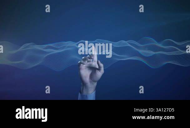 5G animation with digital waveforms and network connections on blue ...