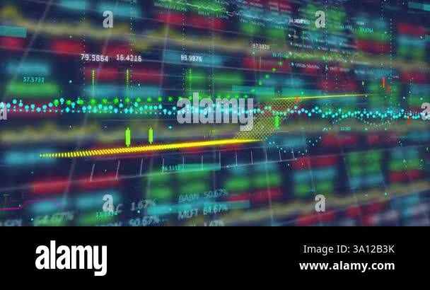 Analyzing financial data with animated stock market graphs and charts ...