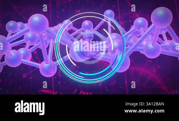 Animation of glowing circles and mathematical equations on digital ...