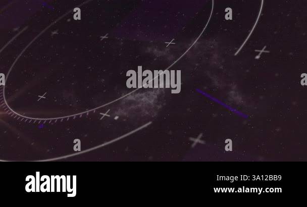 Animation of celestial bodies and orbit lines in starry night sky with ...
