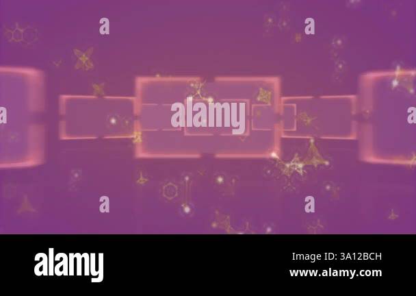 Animation of glowing geometric shapes and abstract patterns on vibrant ...