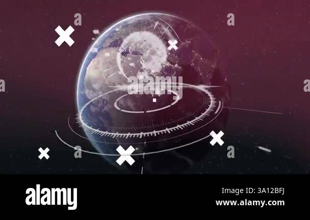 In animation, digital skull and shield with data symbols in cyber ...