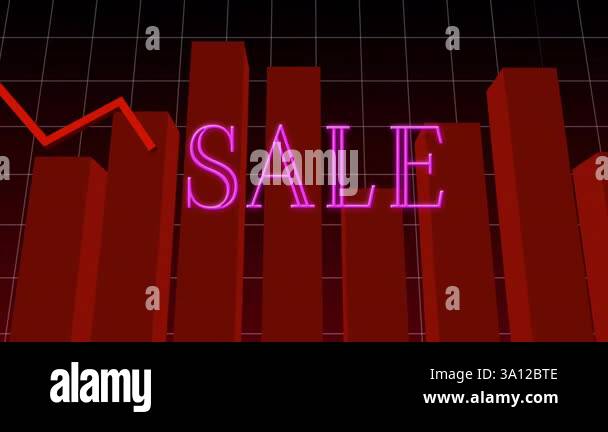 Red bar graph with SALE animation showing downward trend in school ...