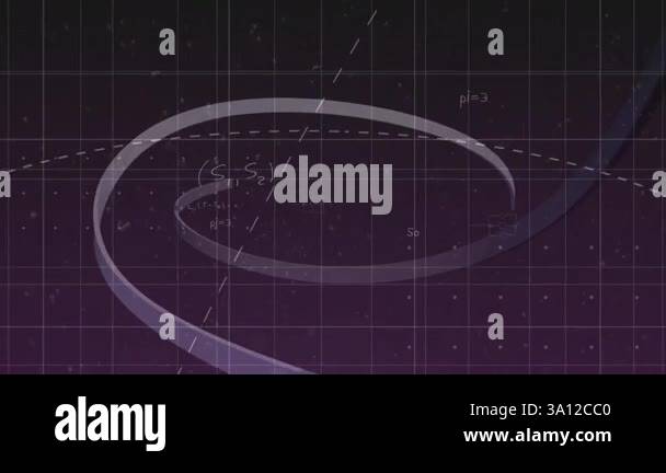 Overlaying mathematical equations and formulas on abstract purple ...