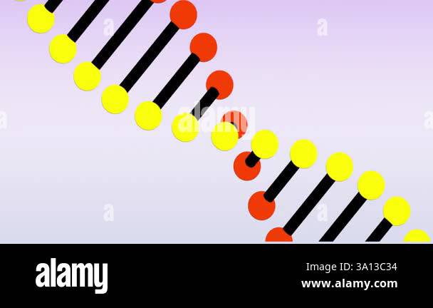 Animation of DNA strand with colorful circles and lines on gradient ...