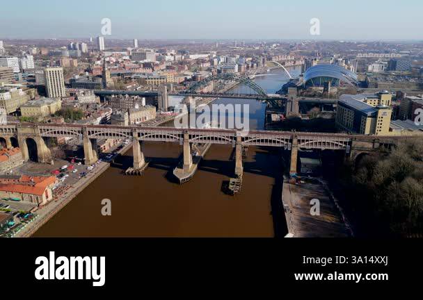 Newcastle upon Tyne: 6th March 2025: Drone Aerial view showcases ...