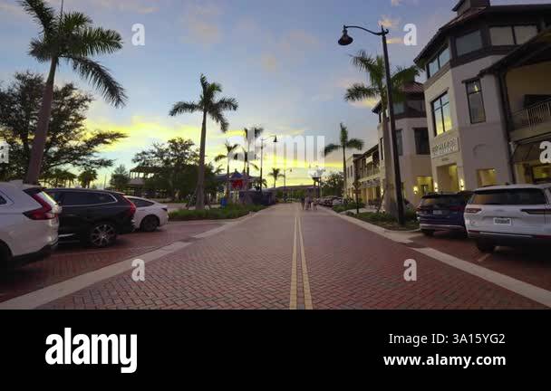 Florida architecture in city center. Wellen Park downtown district in ...