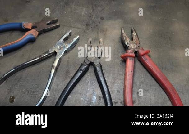 old pliers. rusty pair of pliers, detailed view showing the texture of ...