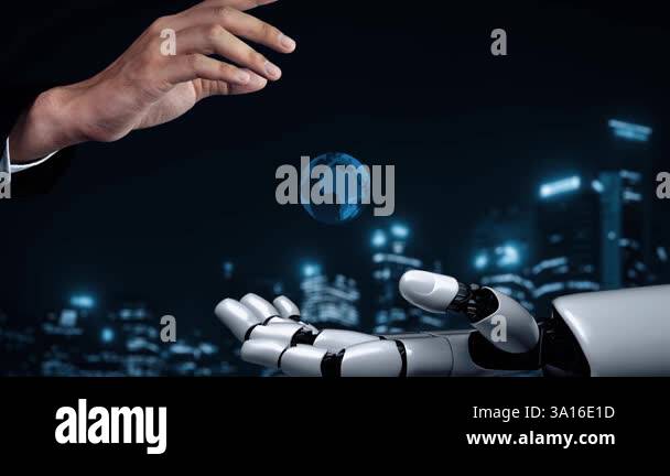 Futuristic robot artificial intelligence enlightening AI technology ...