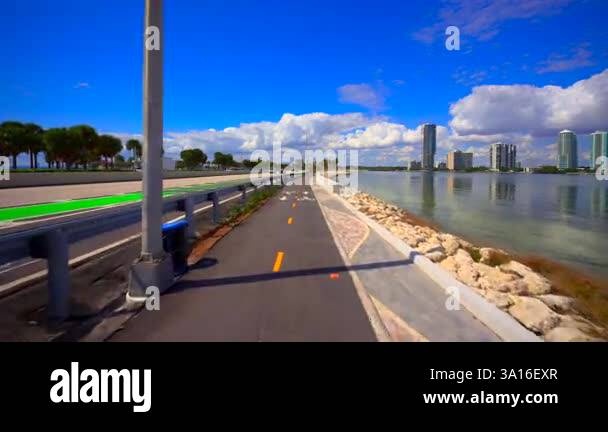 Bike ride pov Miami Key Biscayne bike lanes 2025 Rickenbacker Causeway ...