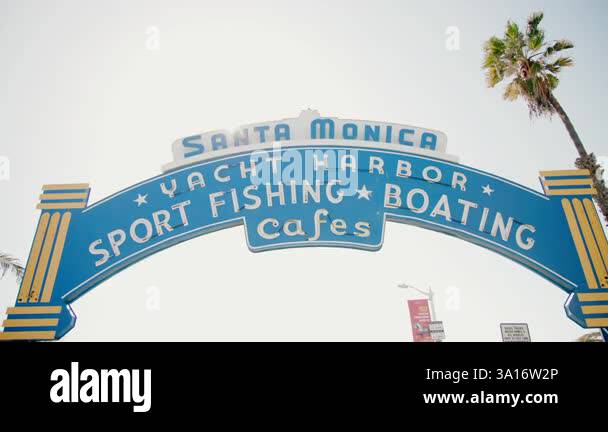 Sign of Yacht Harbor Sport Fishing Boating Cafe on the Santa Monica ...