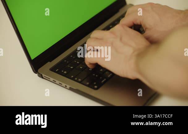 Recorded laptop,notebook green screen,laptop,notebook, hand,keyboard ...