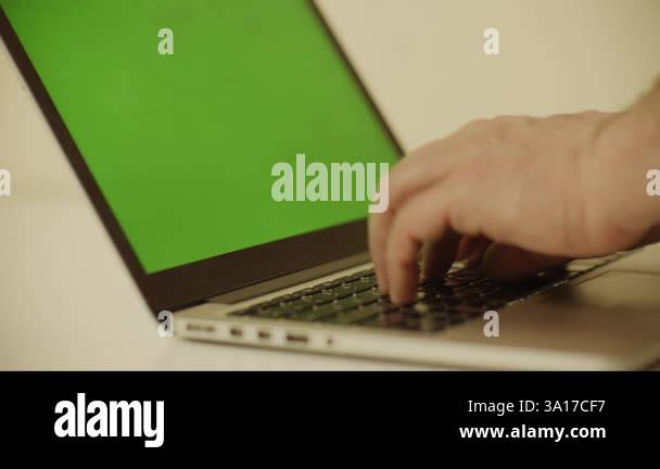 Recorded laptop,notebook green screen,laptop,notebook, hand,keyboard ...
