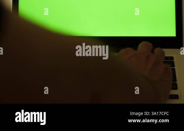 Recorded laptop,notebook green screen,laptop,notebook, hand,keyboard ...