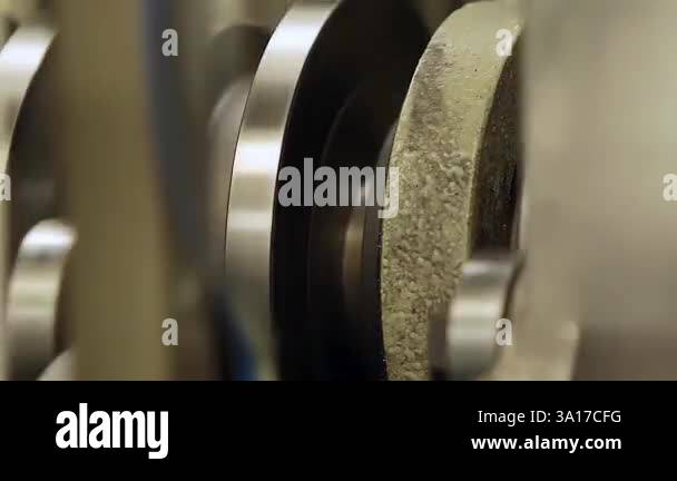 Close-Up of Heavy Metal Machinery in Motion, Rotating Parts of an ...