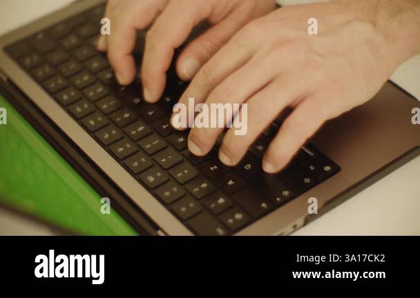 Recorded laptop,notebook green screen,laptop,notebook, hand,keyboard ...