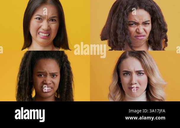 Four individuals display a range of emotions, from disgust to ...