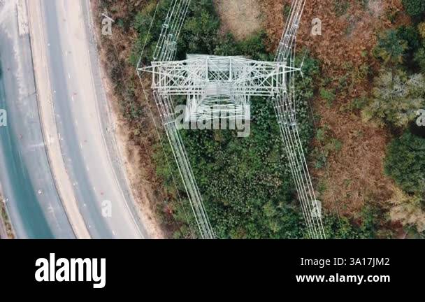 Transmission tower, power tower or electricity pylon. Consist of steel ...