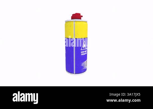 Fire safety spray can in 3D rendering with warning label Stock Video ...