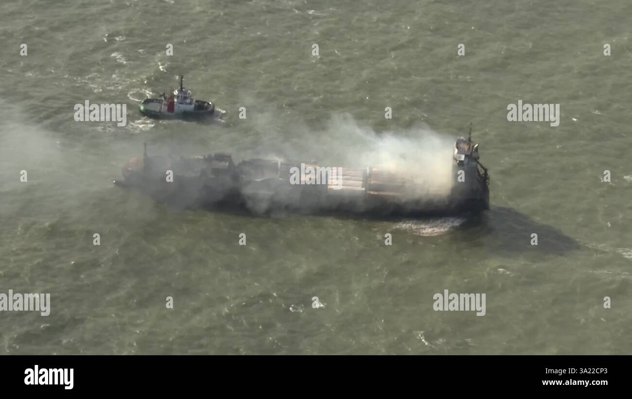 Aerial footage of MV Stena Immaculate and Solong container ship ...