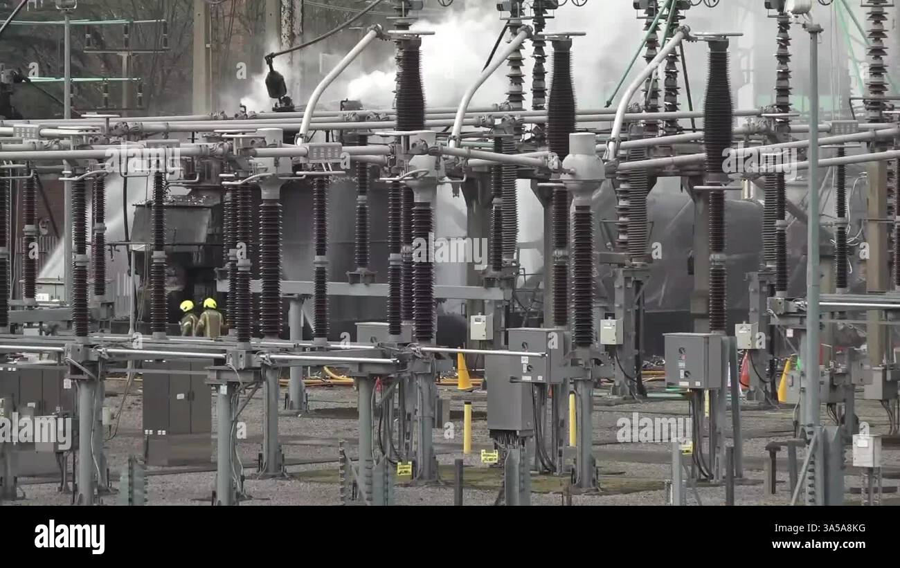 Scene from electrical substation that caught fire near Heathrow as ...