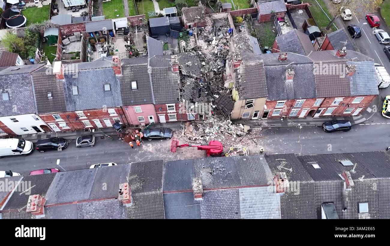 Drone footage of scene as man dead following ‘gas explosion’ in ...