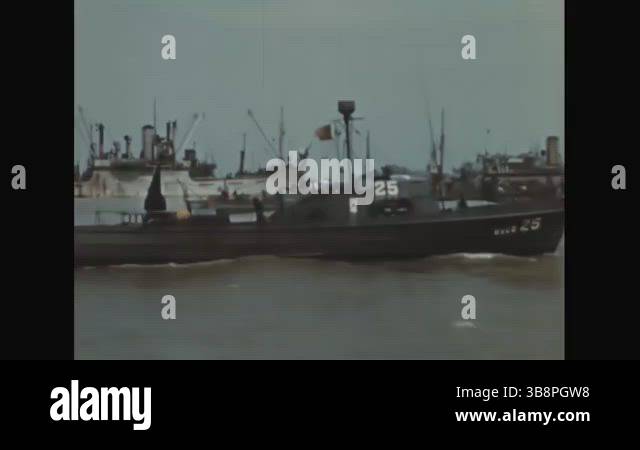 FRANCE - 1944 - US Patrol boats at sea near Normandy Beach during the ...