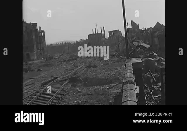 GERMANY - 1945 - City of Plauen is badly damaged after an attack during ...