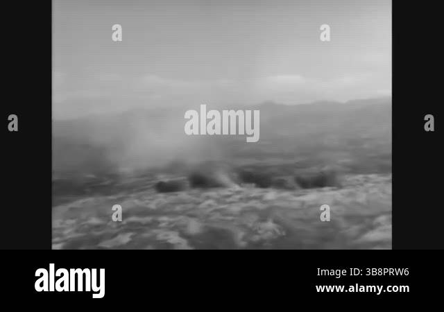 PANMUNJOM - 1952 - Bombs from Marine Corsairs explode on Siberia Hill ...