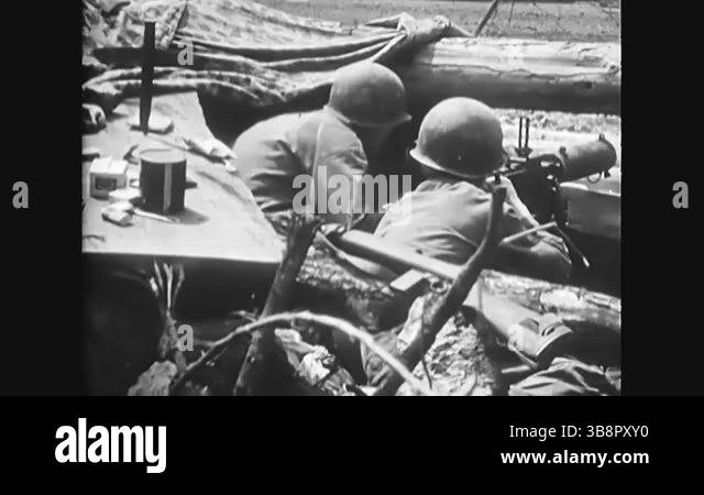 OKINAWA - 1945 - Soldiers fire rocket launchers in Okinawa, Japan Stock ...