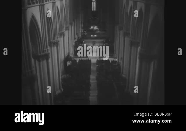 FRANCE - 1944 - A Thanksgiving Day Service is held inside the cathedral ...