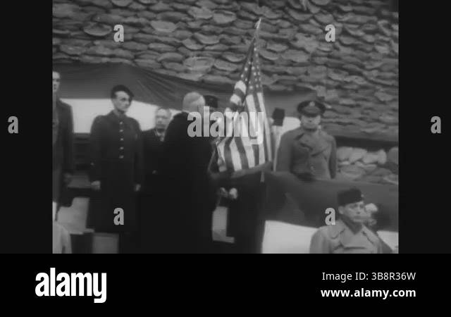 FRANCE - 1944 - Presentation of colors ceremony is held at the ...