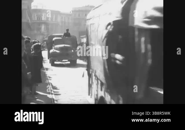 ITALY - 1945 - Civilians greet British and US troops moving through ...