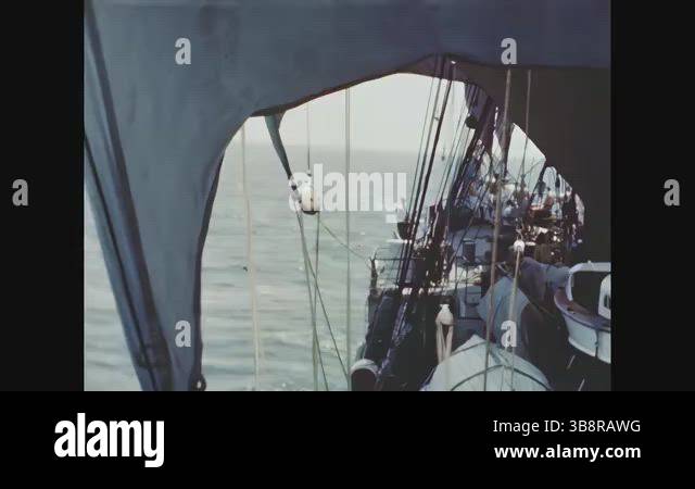 USA - 1948 - US Coast Guard cadets gather on the deck of the USCGC ...