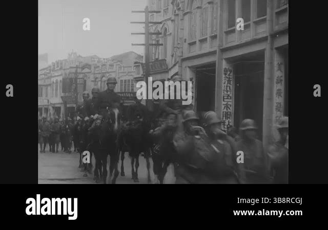 CHINA - 1940 - In the streets of a conquered city, a Japanese general ...