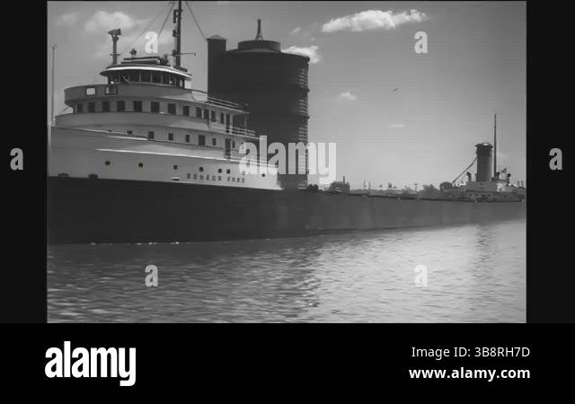 MICHIGAN - 1952 - The freighter 'Benson Ford' is seen underway ...