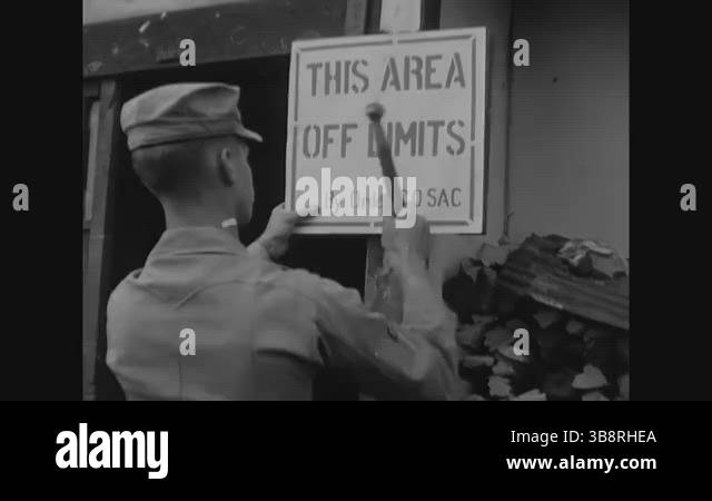 YEONGDEUNGPO - 1951 - Military Police hang off-limits signs in ...