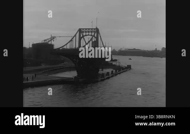 GERMANY - 1920s - The Kaiser Wilhelm Bridge swings into place in Germany Stock Video Footage - Alamy