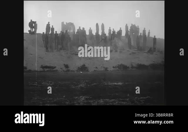 ENGLAND - 1917 - Targets on a British Army firing range are shown to ...