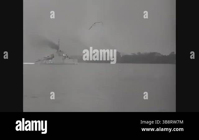 USA - 1918 - An Eagle-class patrol craft sails down a river Stock Video ...