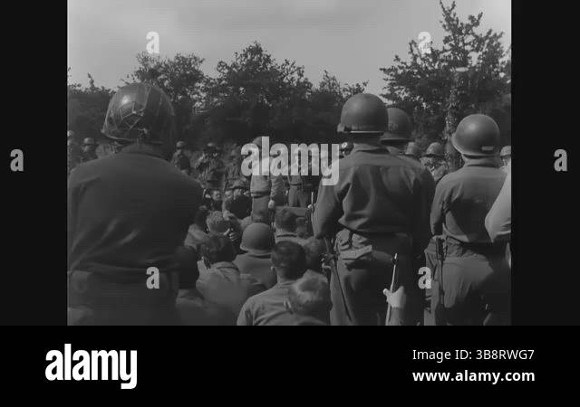 FOURNAY - 1944 - Major General Leonard Gerow speaks to 2nd and 5th ...