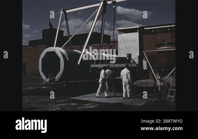 ONTARIO - 1959 - A test rig is set up for an Avrocar and its turborotor ...