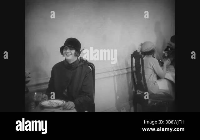 GERMANY - 1924 - in this silent comedy, the camera shows various people at a restaurant passing ...