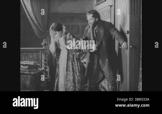 DENMARK - 1916 - in this silent drama, a man leaves a woman's room but ...
