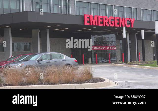 CHICAGO - 12.5.2024 - Close-up exterior of an Emergency Room building ...