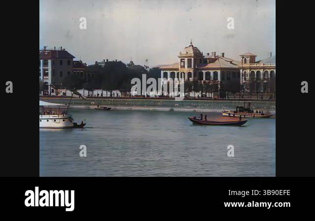 CHINA - 1917 - Ships and boats sail past Hankou, China on the Yangtze ...
