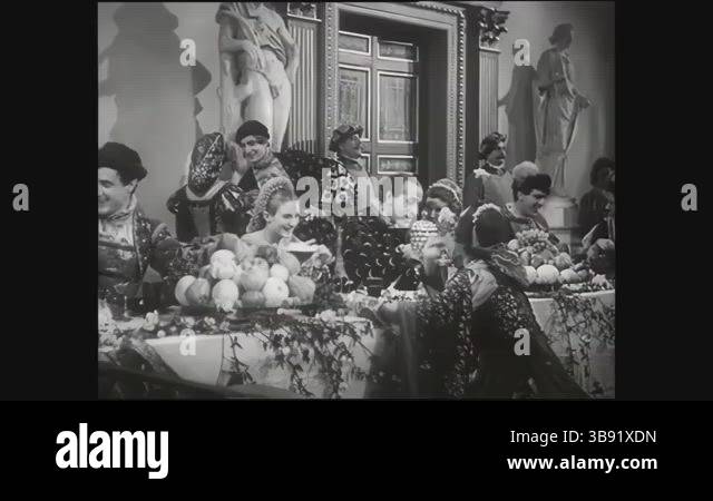 ITALY - 1935 - in this historical film, people are talking and enjoying ...