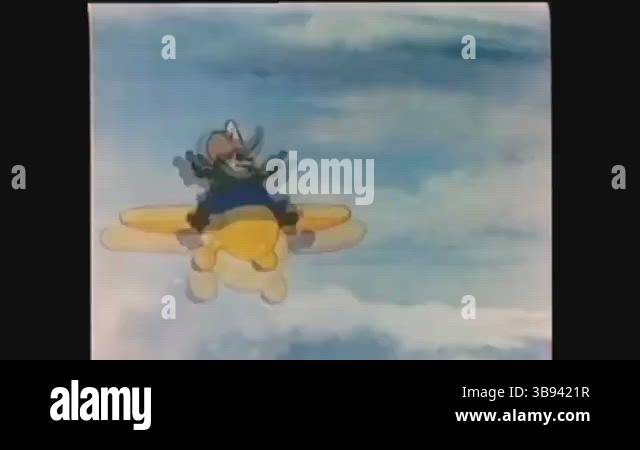 USA - 1945 - A fierce bear takes to the skies, riding an airplane while ...