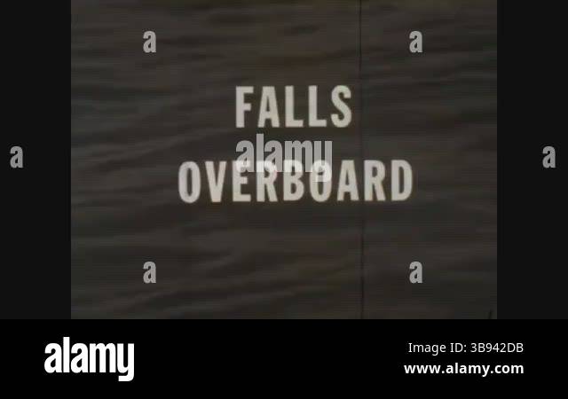 USA - 1968 - A man discusses the dangers of falling overboard from ...