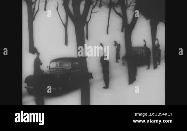 NORWAY- 1944 - Nazi German and Norwegian staff cars drive on snow ...